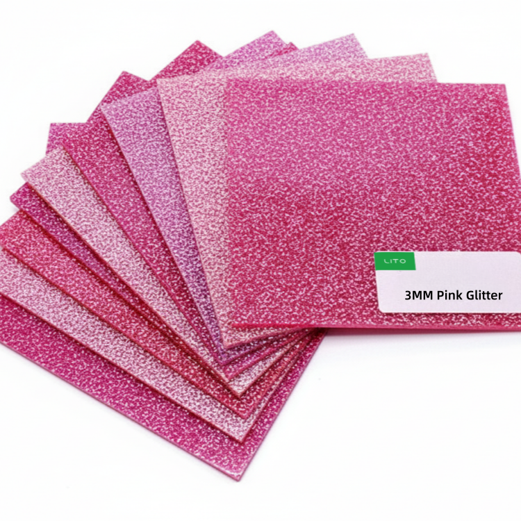 3mm Glossy Pink Glitter Acrylic Sheet Sparkle Plastic Board for LED ...