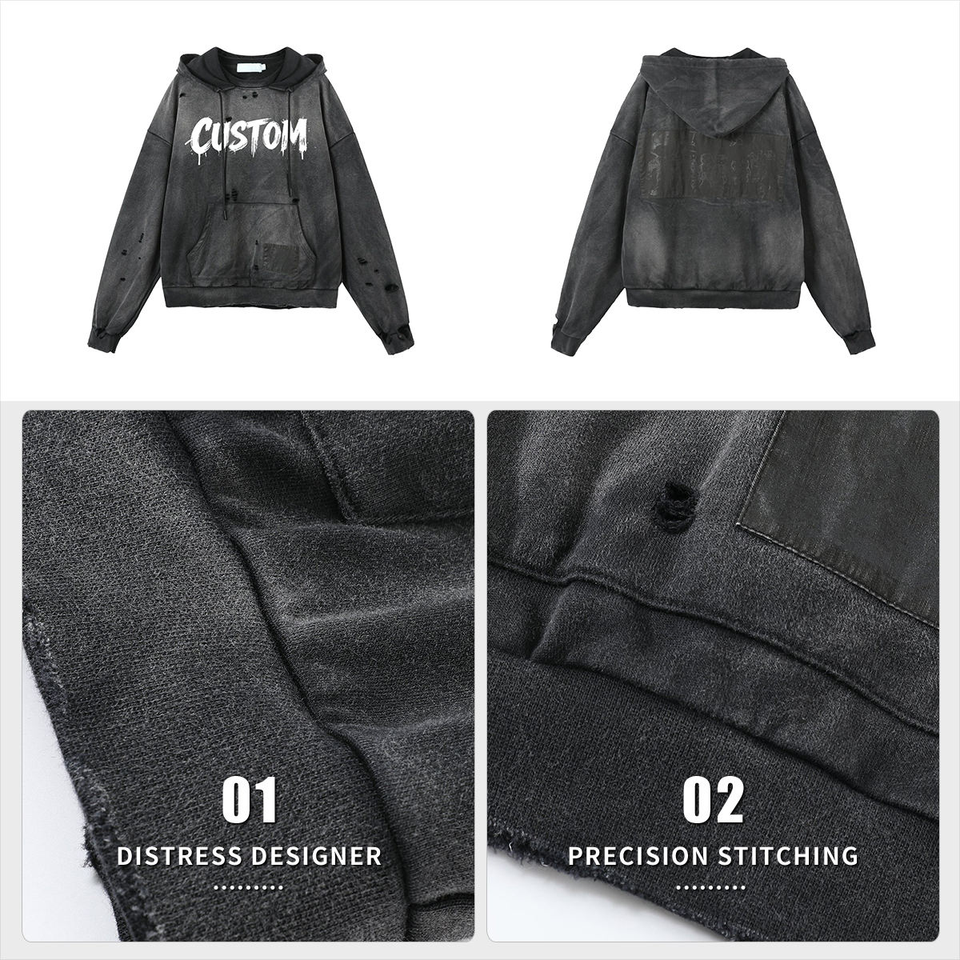 420Gsm Cotton Acid Wash Oversize Hoodie Homme Custom Streetwear Sunfade ...