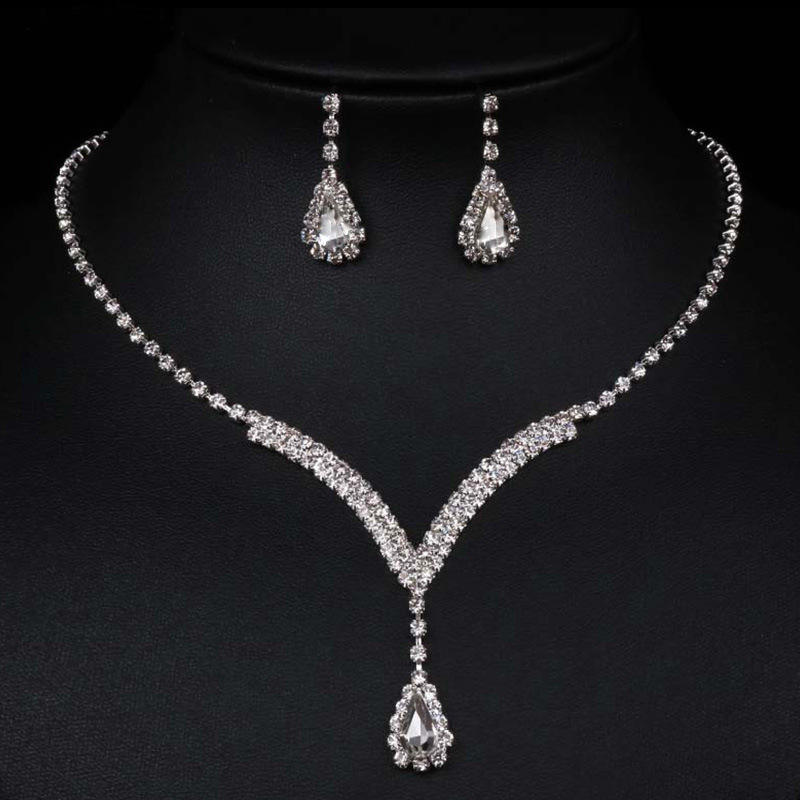 Wholesale Bridal V Water Drop Jewelerry Rhinestone Sets