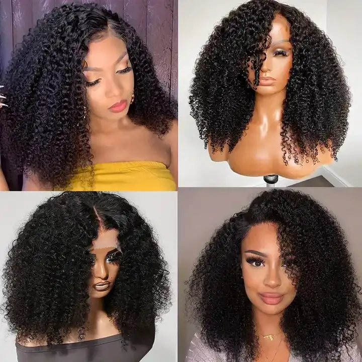 Afro Kinky Curly Transparent HD Lace Front Wigs Raw Brazilian Virgin Human Hair 360 HD Full Lace ...