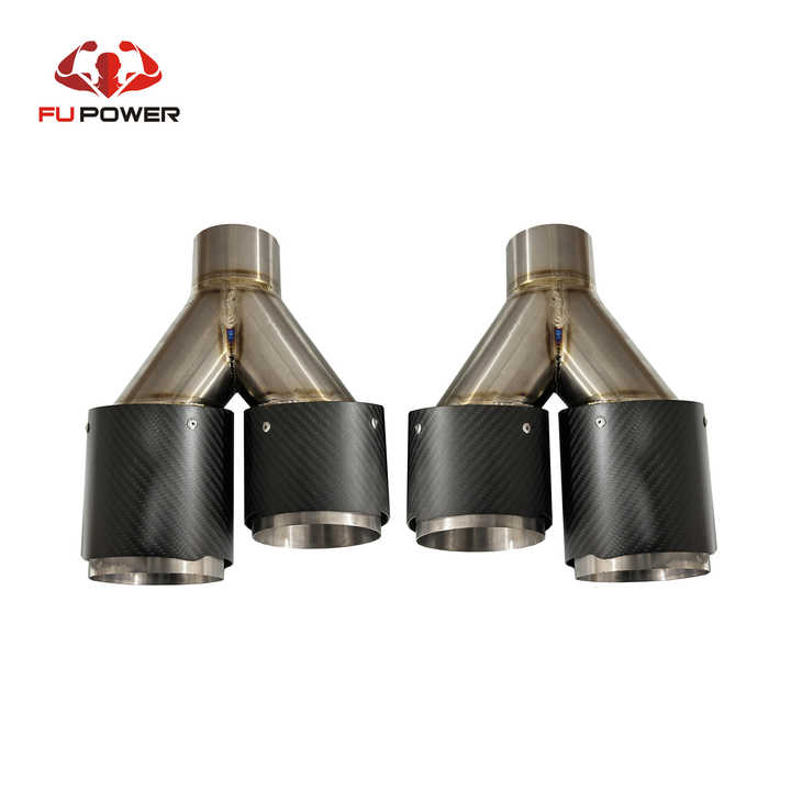 Dual Carbon Fiber + Black Titanium Universal Auto Akrapovic Exhaust Tip ...