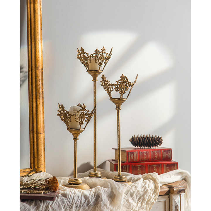 French Iron Candlestick Creative Decoration Nordic Retro High Foot ...