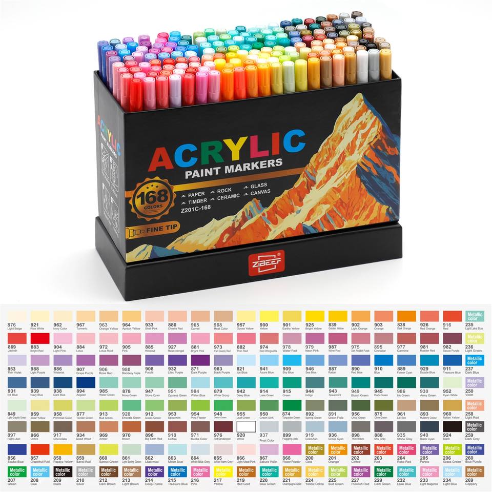 Water Based Paint Markers Pens Stone 48 Colors Waterproof Fine Tips ...