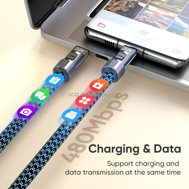 240W Phone Lanyard Cable | USBC to USBC Nylon Braided 5A Fast Charging ...