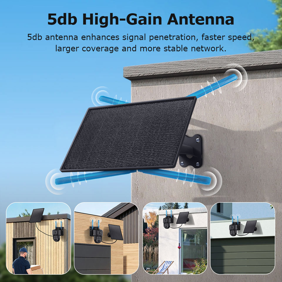 4G Solar Router with 4Ch PTZ Wifi Kits Dual Lens 3K CCTV IP Camera ...