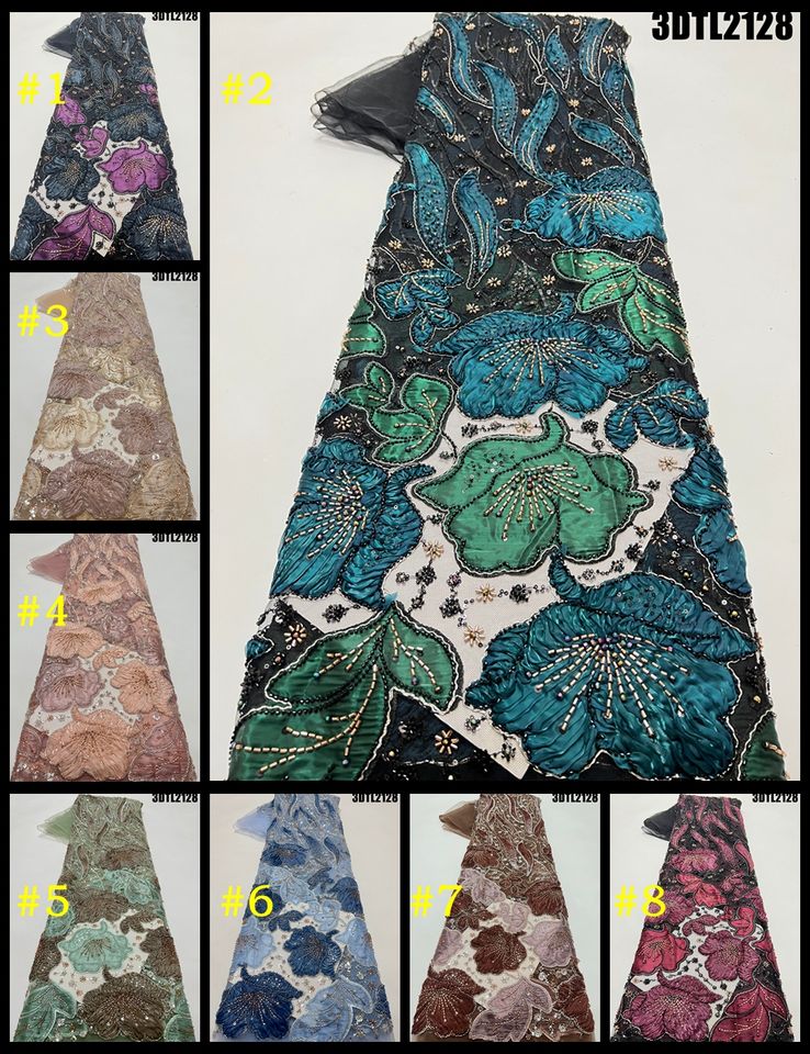 3d Embroidery Fabric Tulle Lace With Flowers Beads Lace Fabric for ...
