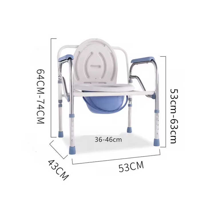 Portable Steel Hydraulic Toilet Wheelchair Commode Chair Medical Shower ...