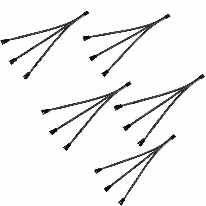 3 Way 4 Pin PWM Fan Splitter,Adapter Cable Sleeved Braided Y Splitter ...