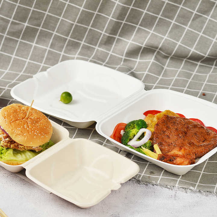 Biodegradable Paper Lunch Box Packaging Disposable Bagasse Clamshell ...