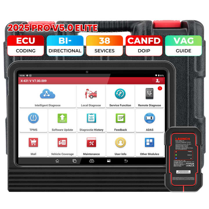 LAUNCH X431 PRO V5.0 Elite Full System Bidirectional Control Scanner OBD2 Bluetooth Diagnostic ...