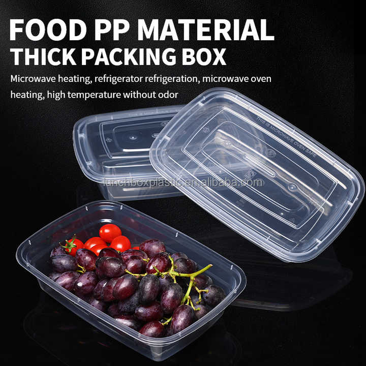 Disposable Eco-Friendly Clear Plastic Rectangular Bento Lunch Box with ...