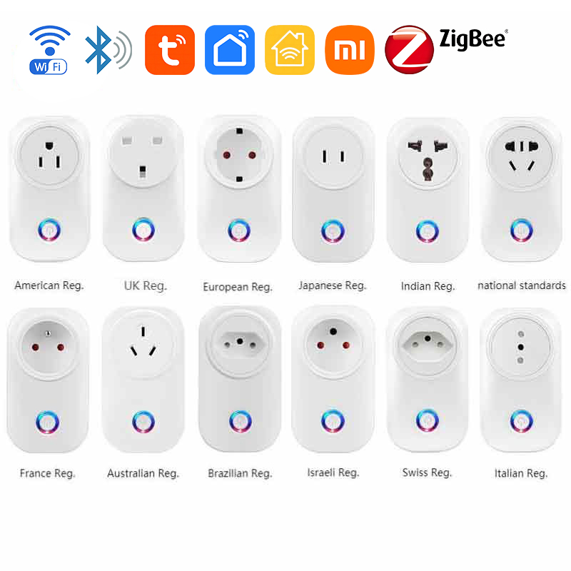 BSD02 wifi & bluetooth or zigbee mesh tuya 16A Smart plug socket with ...