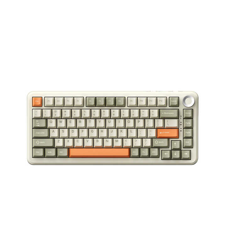 AJAZZ AK820 MAX PLUS (Flying Fish Switch) - Factory Gray/Beige/Orange, Tri-Mode (Wired/Bluetooth ...