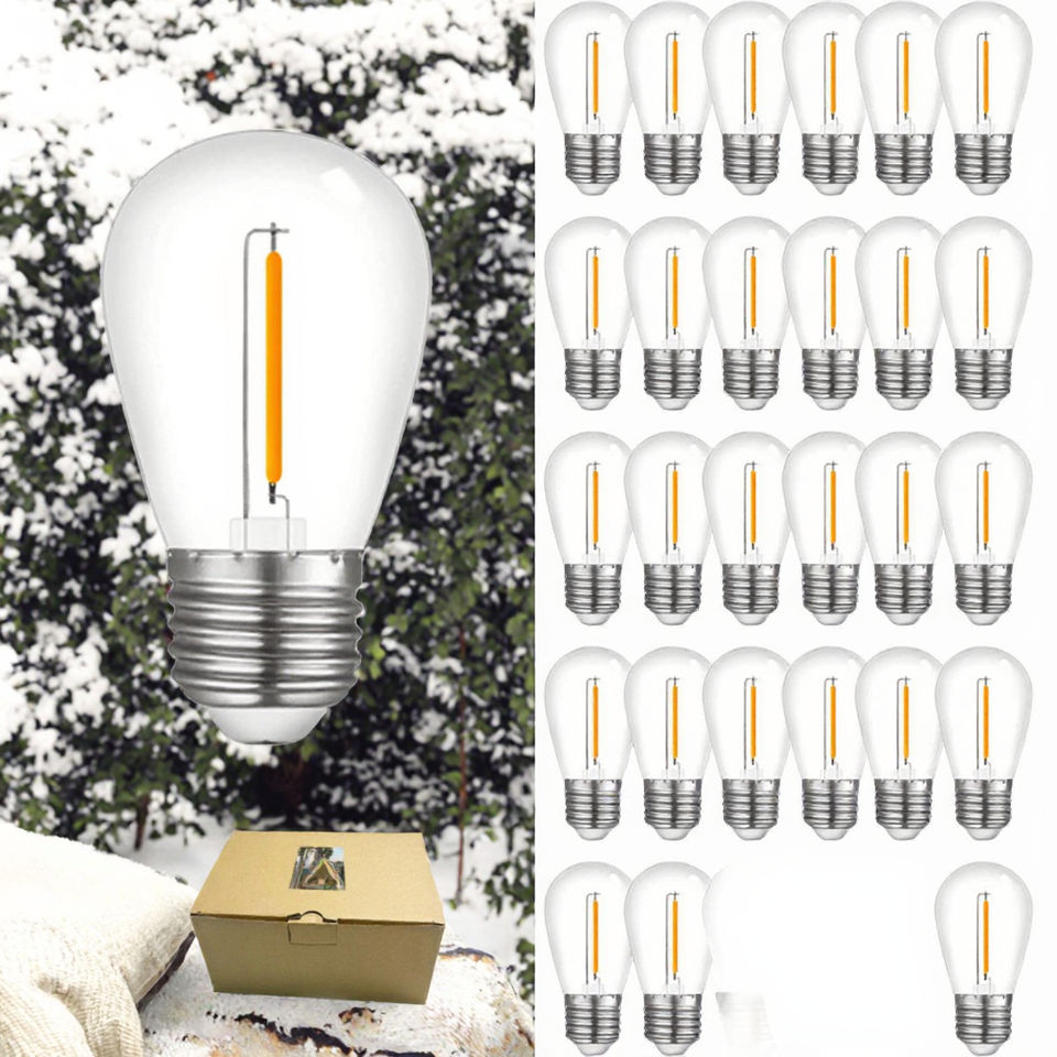 Shatterproof 2700K S14 SMD LED 1W Plastic String Light Bulbs E26 Base ...