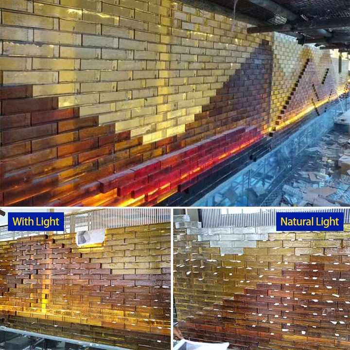 Bright Yellow Decorative Glass Bricks - Fire Rated