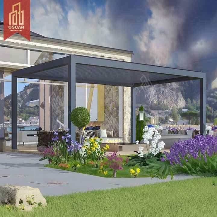 6M X 4M Aluminum Pergola Customizable Electric Sides Roof Powder Coated ...