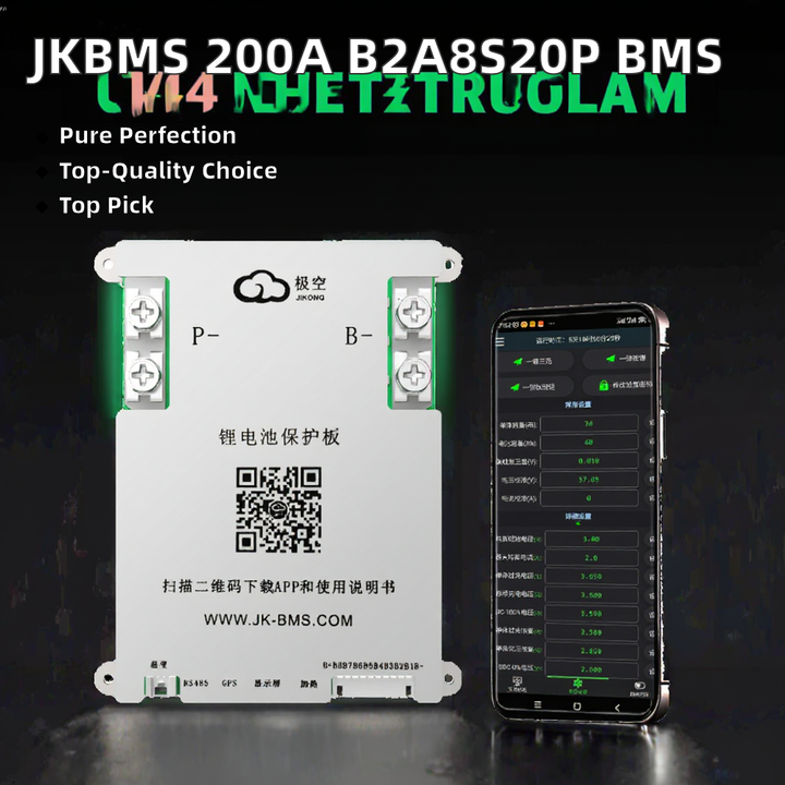 JKBMS 200A Jikong Battery Management System (BMS) B2A8S20P Lifepo4 Lithium Ion Pack BT for 3S 4S ...