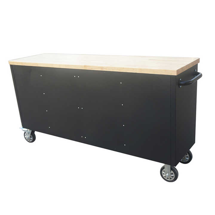 Hyxion 72 Inch Stainless Steel Tool Box with Wooden Top