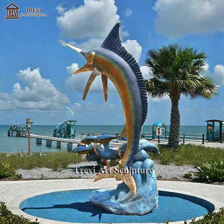 Outdoor Metal Fish Decoration - Life Size Bronze Marlin