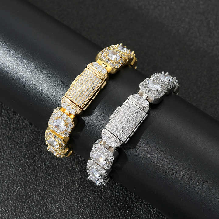 BES 13mm CZ Baguette Bracelet Design for Men Women Luxury