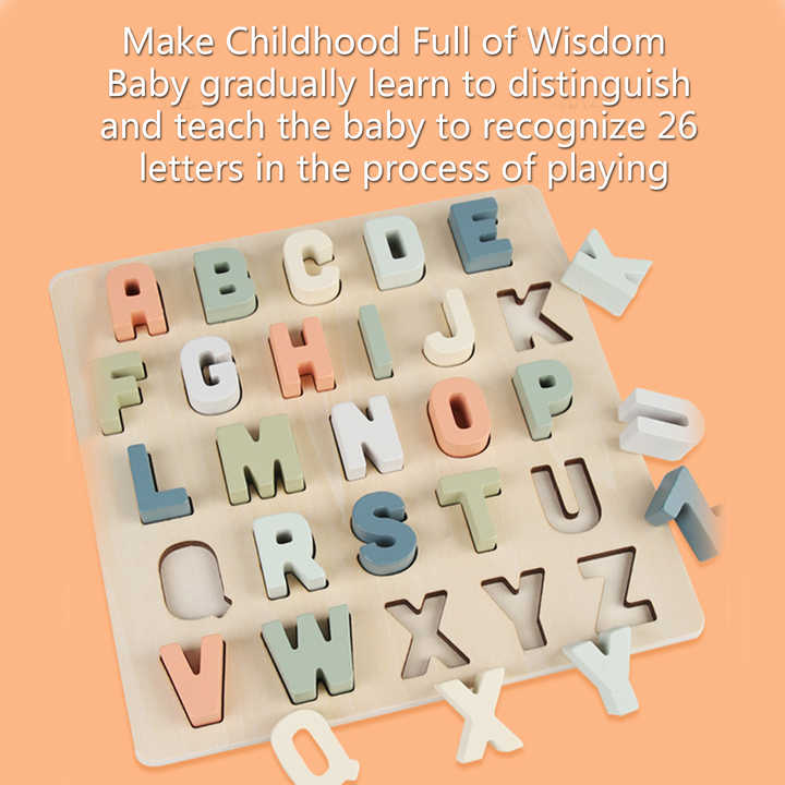 Capital Letter Blocks 3D Wooden Toys Montessori Early Education Wooden ...