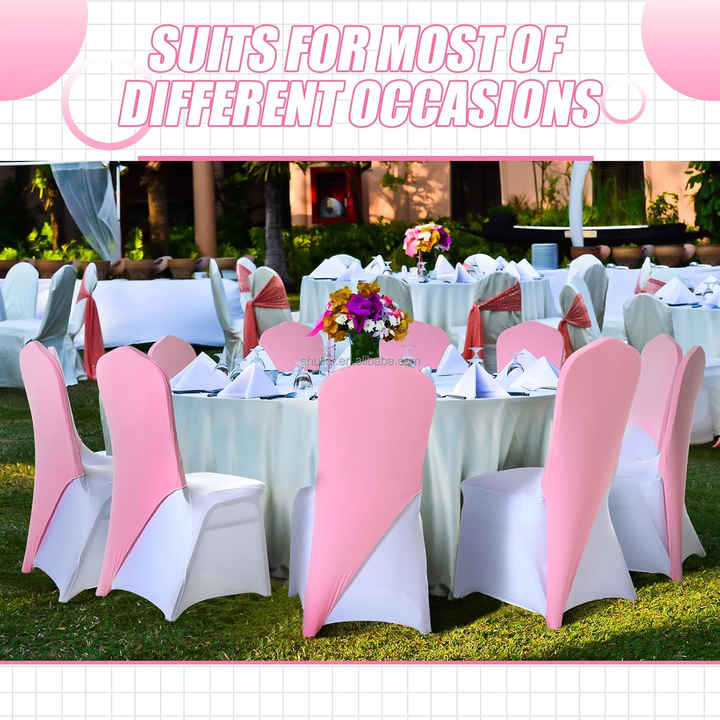 Light Pink Chair Cap Covers Spandex Chair Hood Sash Hat Bands Folding ...