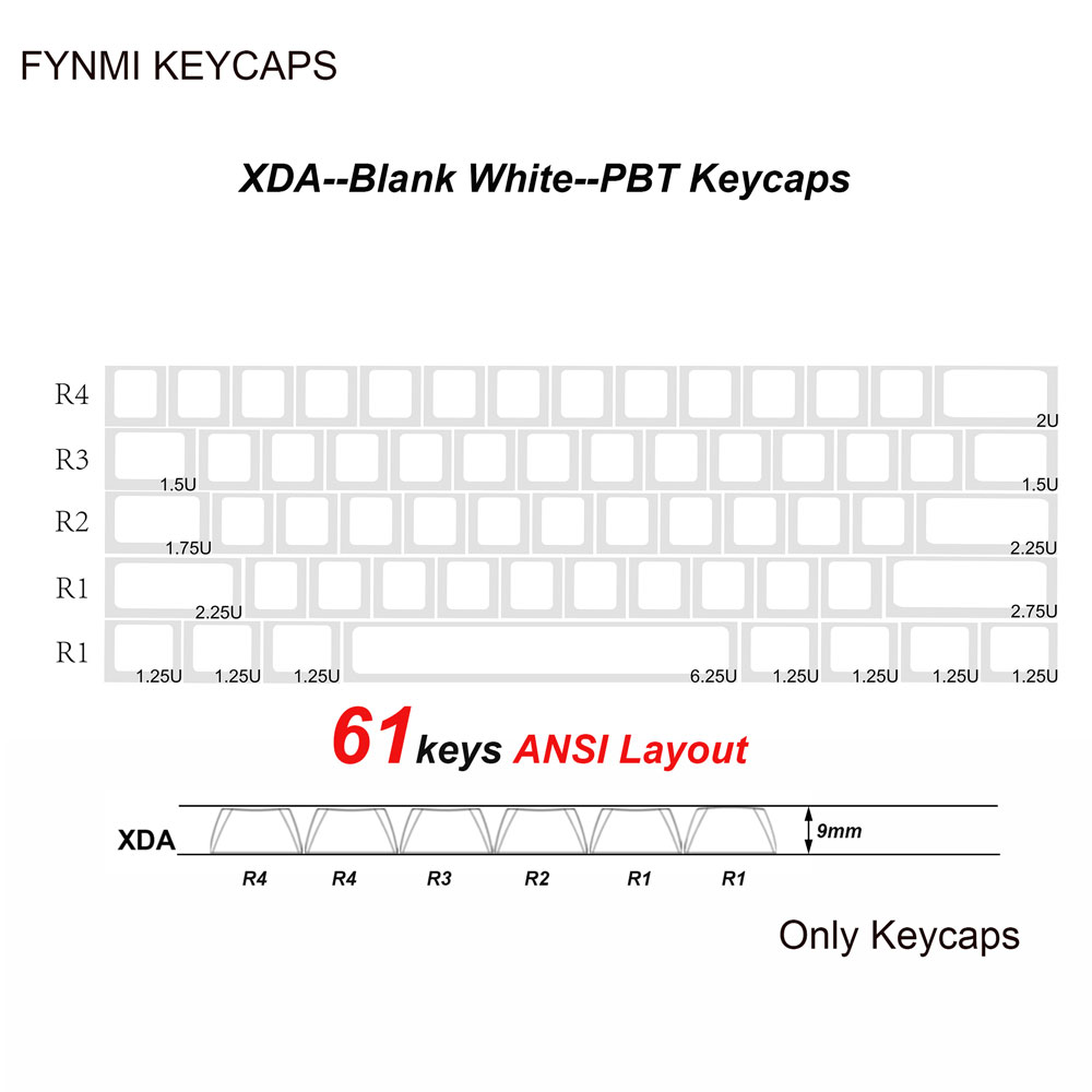 Fynmi PBT Keycaps - Durable, Sublimated ANSI Keyboards