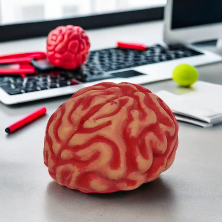Red Brain-Shaped Stress Ball - Scary Squishy Novelty Toy