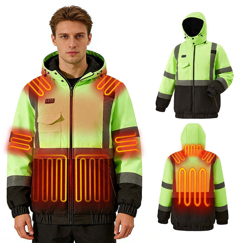 Heated Hi Vis Reflective Jacket Men Safety Windbreaker Hi Visibility ...