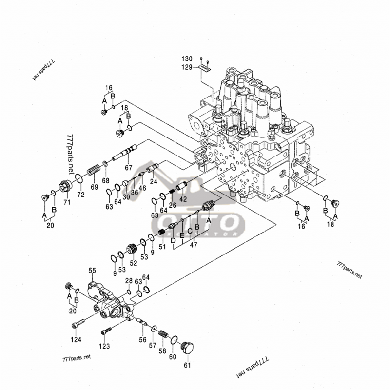 ZX160 ZX200-3 HCV06F Hydraulic Main Control Valve Assy YB60000115