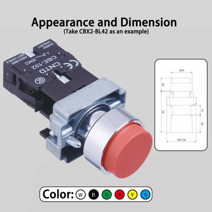 CNTD CXB2-BWZ35-1 Self-reset Button Led Illuminated Momentary Push Button Switch With Light 22mm ...