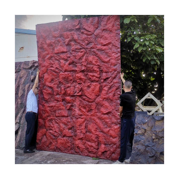 ZYTech Modern Custom FRP Red Glow Rock Wall High Simulation Texture ...