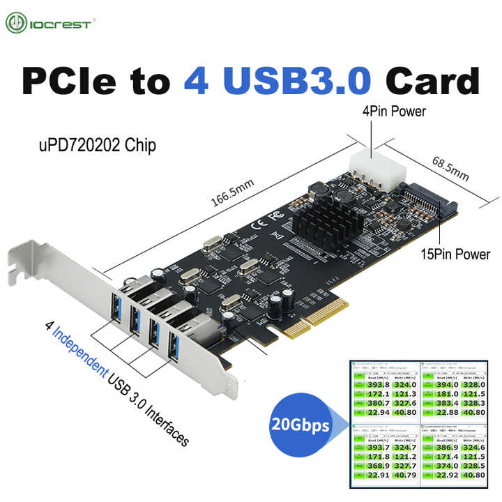 4 Port USB3.2 Gen 2x2 20gbps Pcie Card for Industrial Capture