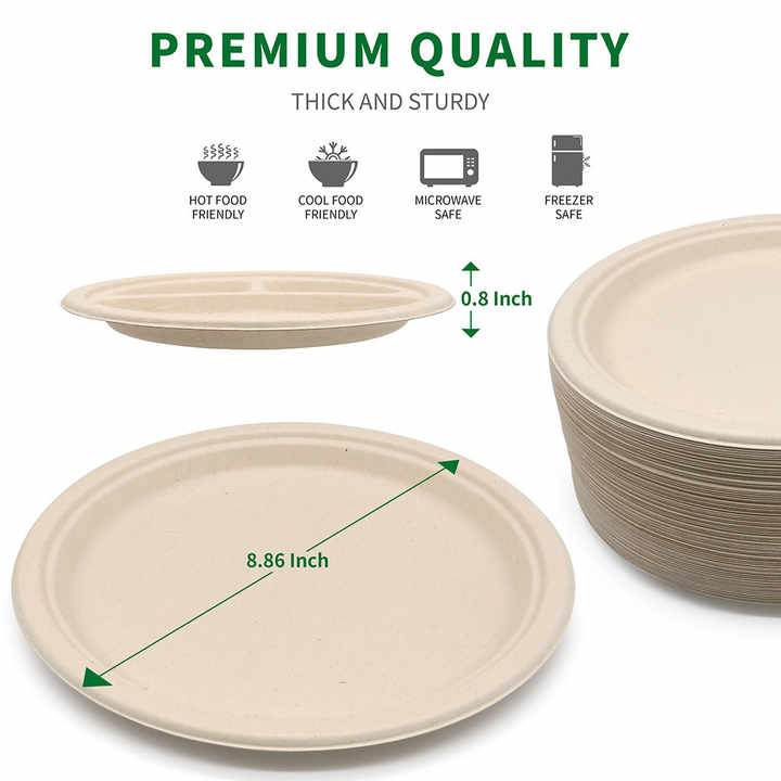 LuzhouPack Eco-Friendly Disposable Bamboo Party Plates Microwavable ...