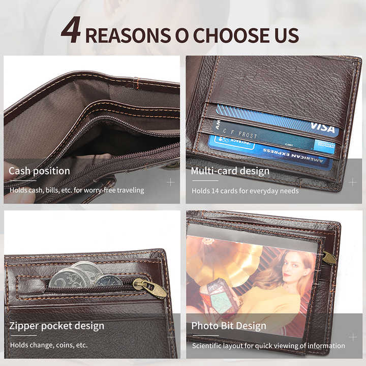 Custom Men's Genuine Leather Bifold Wallet - RFID Secure