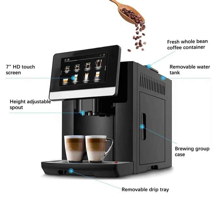 2025 Super Automatic Espresso Machine with Grinder & Touch Screen