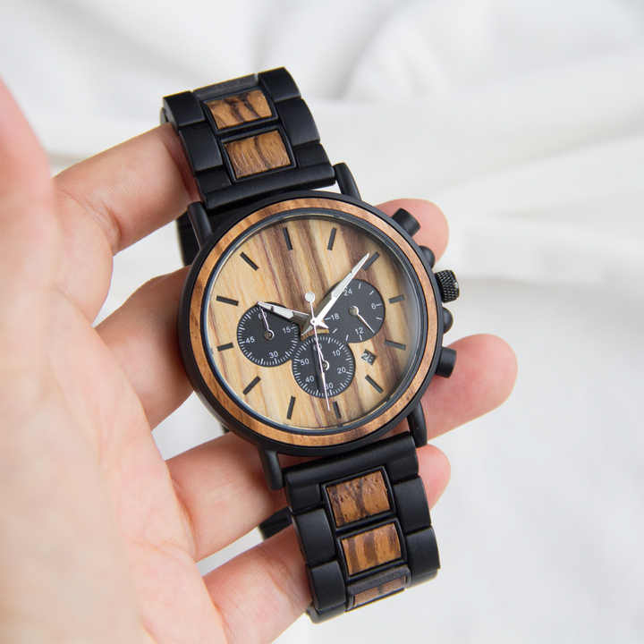Men's Wooden 3 Dials Watch Handmade Wooden Chronograph Watch| Alibaba.com