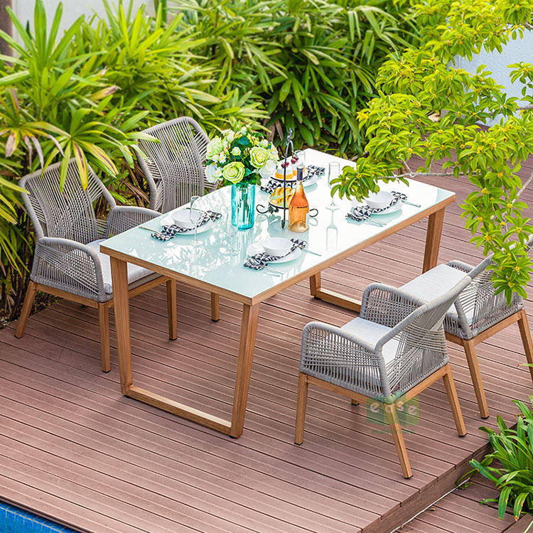 Wicker Rope Weave Dining Chair Modern Aesthetic Outdoor Courtyard Chair ...