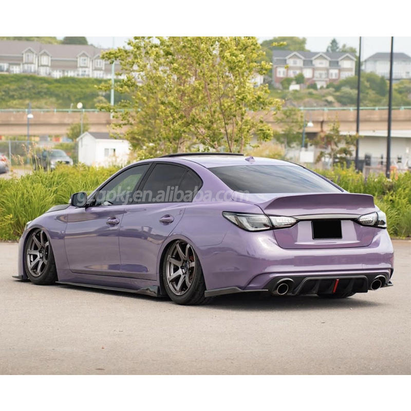 For Infiniti Q50 Rear Bumper Lip Carbon Fiber Diffuser Spoiler LED ...