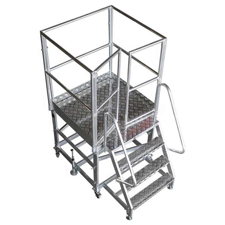 Aluminum Door Step Structure Double Door Platform Ladder With Platform ...