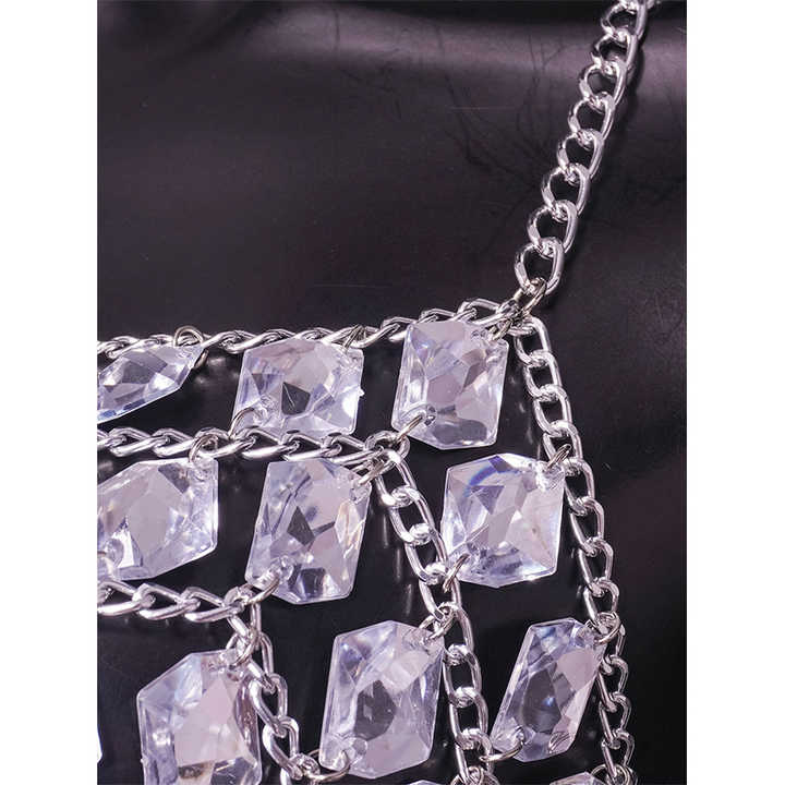 Crystal Body Chain Top - Elegant Acrylic Halter Top