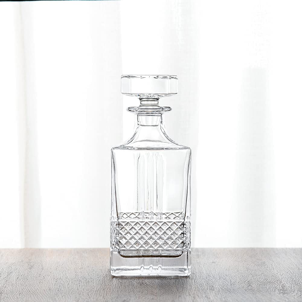 Whiskey Decanter And Glass Stopper 27 Oz Square Decanter For Whiskey