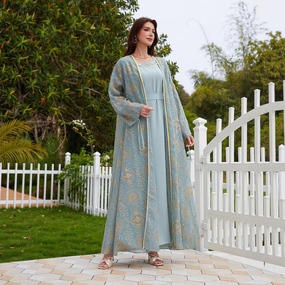 Middle Eastern Saudi Dubai Two-Piece Muslim Women's Abaya Jalabiya ...