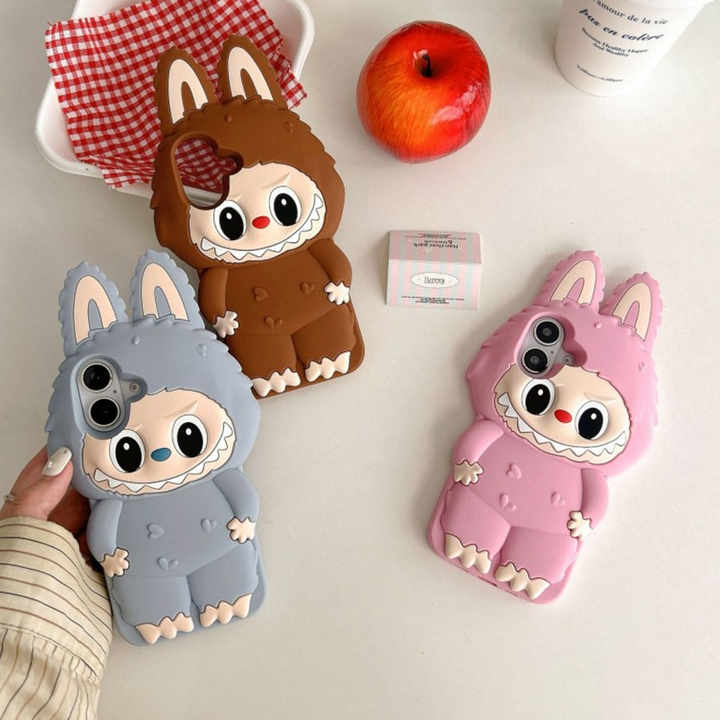 Cartoon Cute 3D Labubu Silicone Mobile Phone Case for Iphone