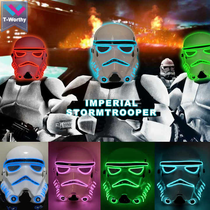 Storm Trooper Mask EL Neon Light up Cosplay Costume