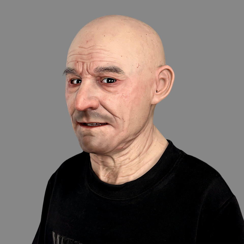 Ent Bald Old Man Ultra-realistic Human Skin Texture Full-head Silicone ...