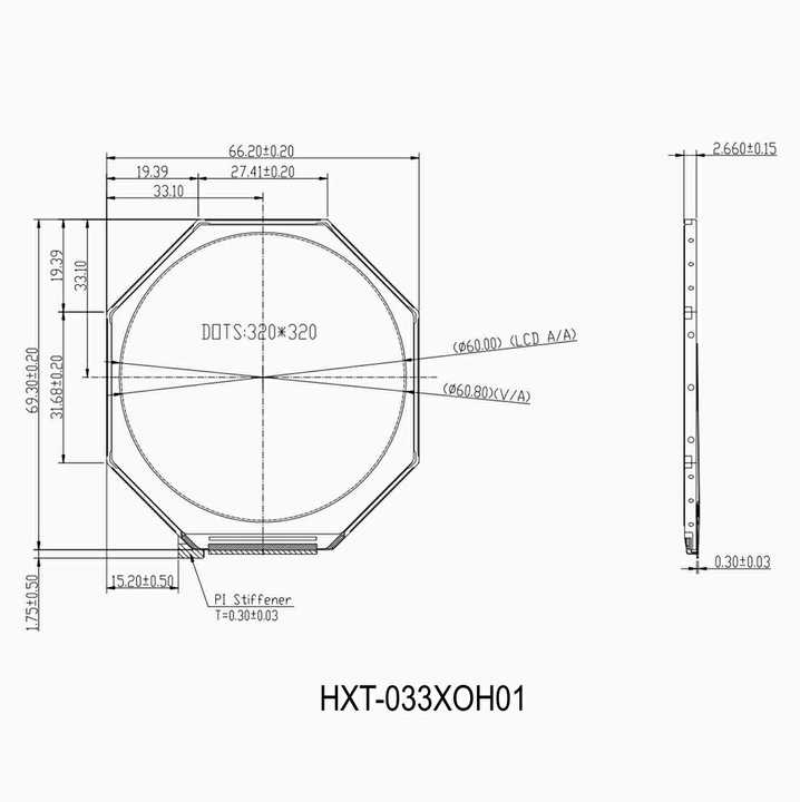3.34 Inch MIPI TFT LCD Module with 70° Viewing Angle 320x320 Resolution ...
