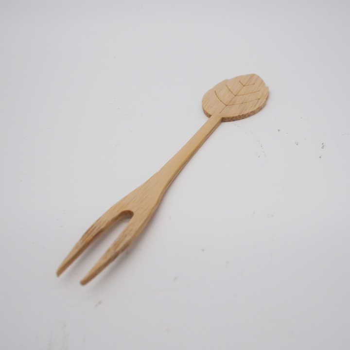 High Quality Bamboo Two-Tooth Fork for Food Custom Logo Modern Style ...