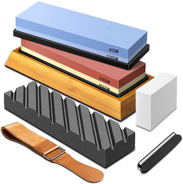 Sharpening Stone Kit - Premium 9pcs Set with Non-Slip Base