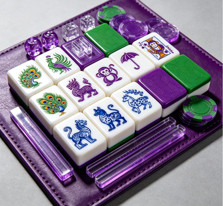 High-quality acrylic mahjong tiles, luxury custom purple American-style ...